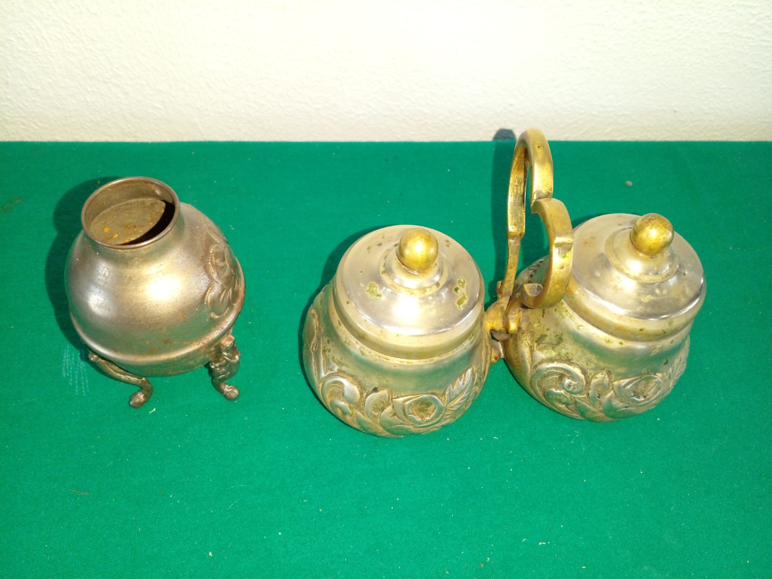 SET MATERO ANTIGUO EN METAL PLATEADO MATE COLONIAL COD: 98413