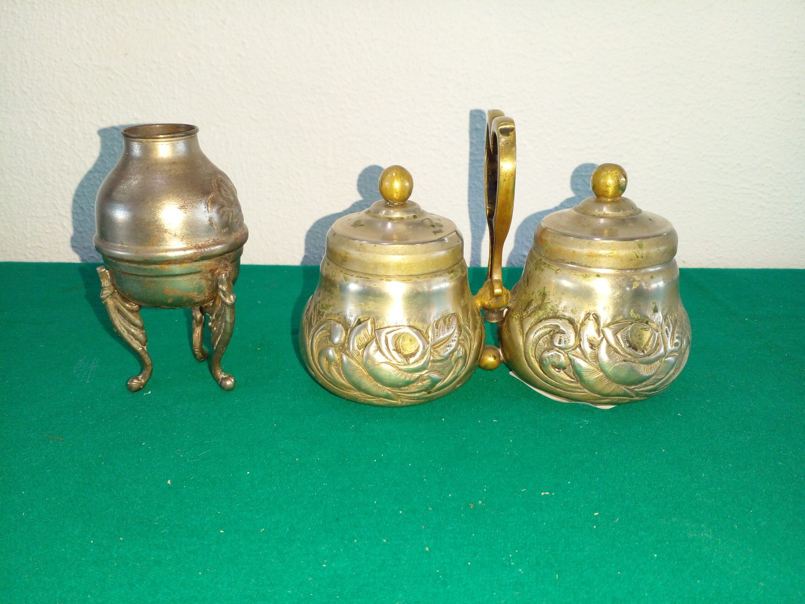 SET MATERO ANTIGUO EN METAL PLATEADO MATE COLONIAL COD: 98413